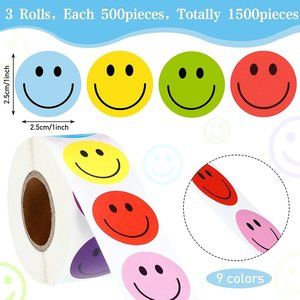 Design | 5 Lot Smiley Face Stickers Rolls Teacher Behavioral Reward ...